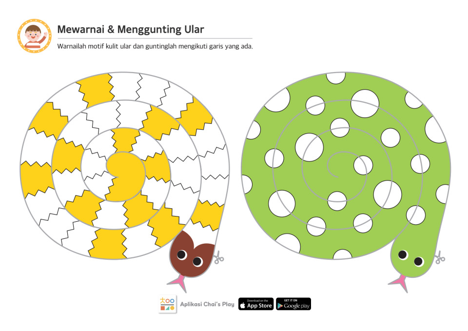 Mewarnai & Menggunting Ular | Chai's Play